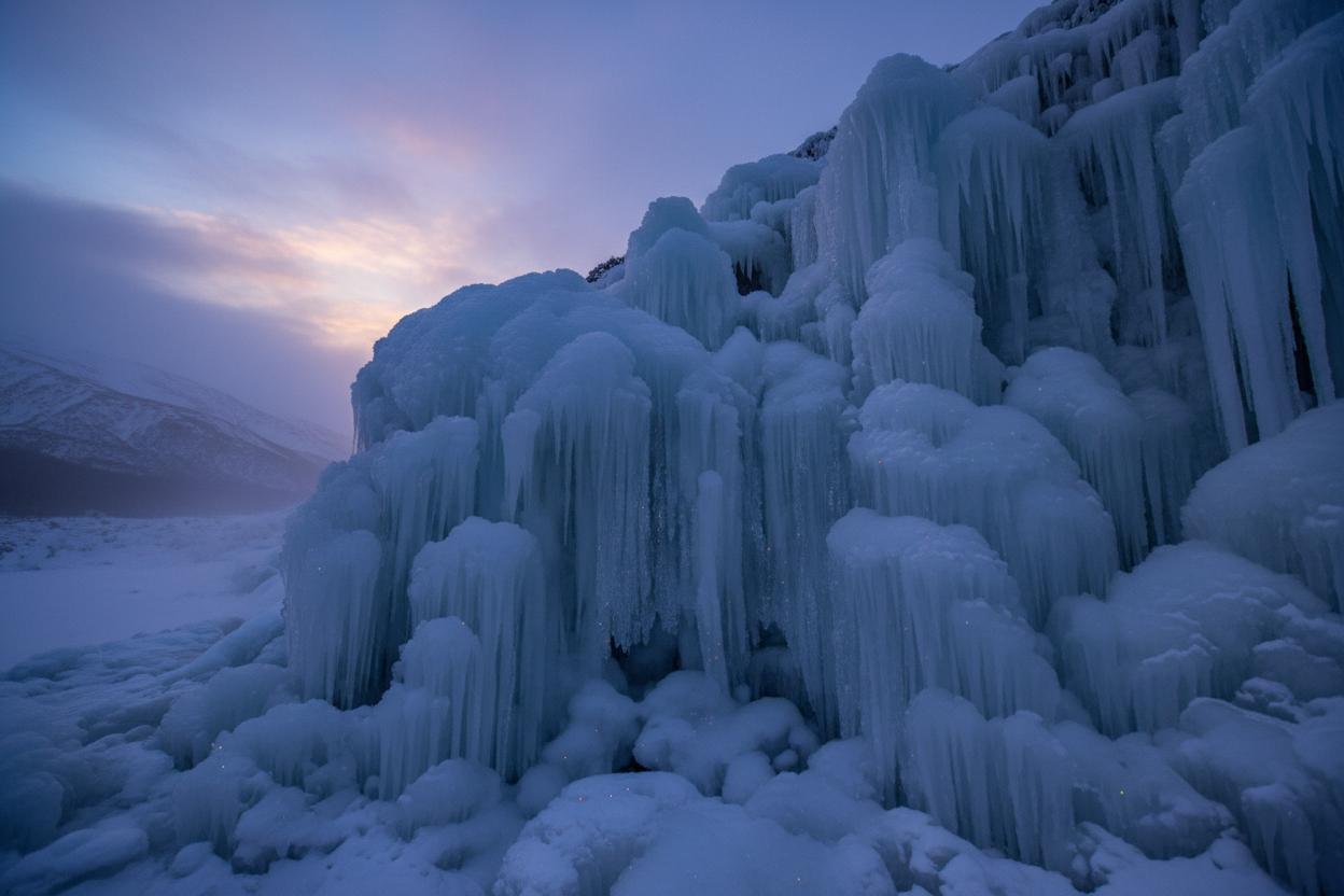 Manyavsky Waterfall Frozen: 20-Meter Ice Column Amazes in the ...